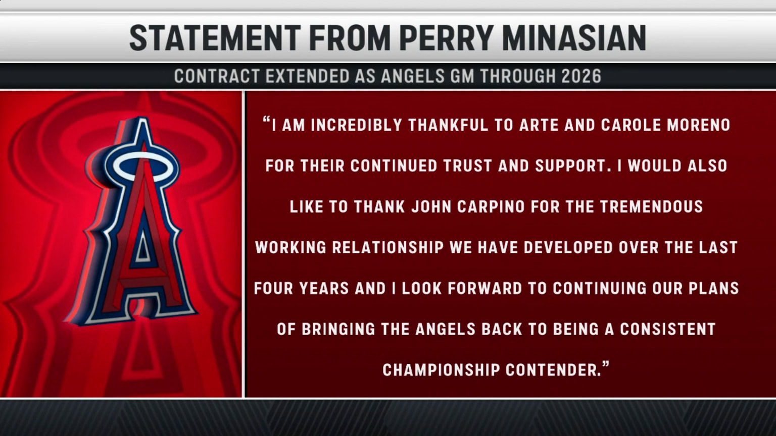 Perry Minasian releases statement upon extension | 08/22/2024 | Los ...