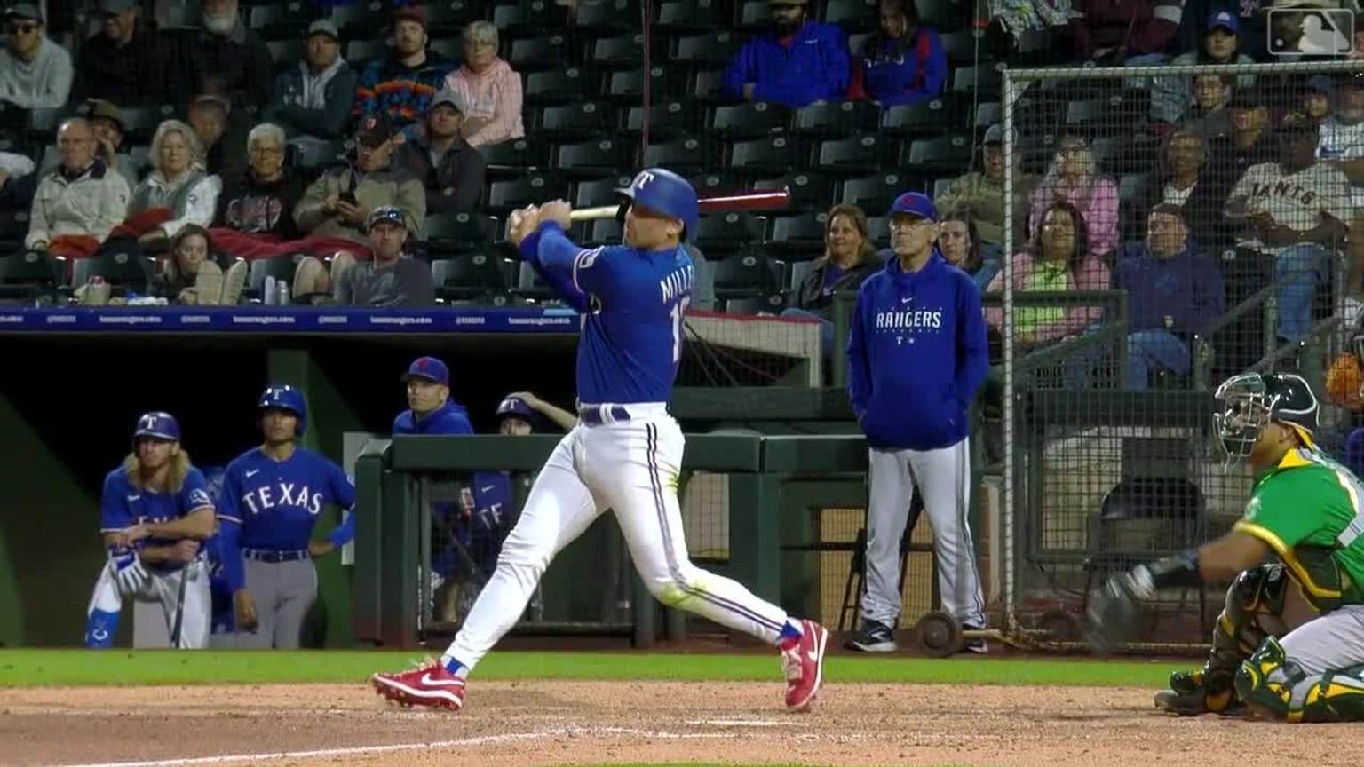Brad Miller launches a solo homer to left-center | 03/23/2023 | Texas ...