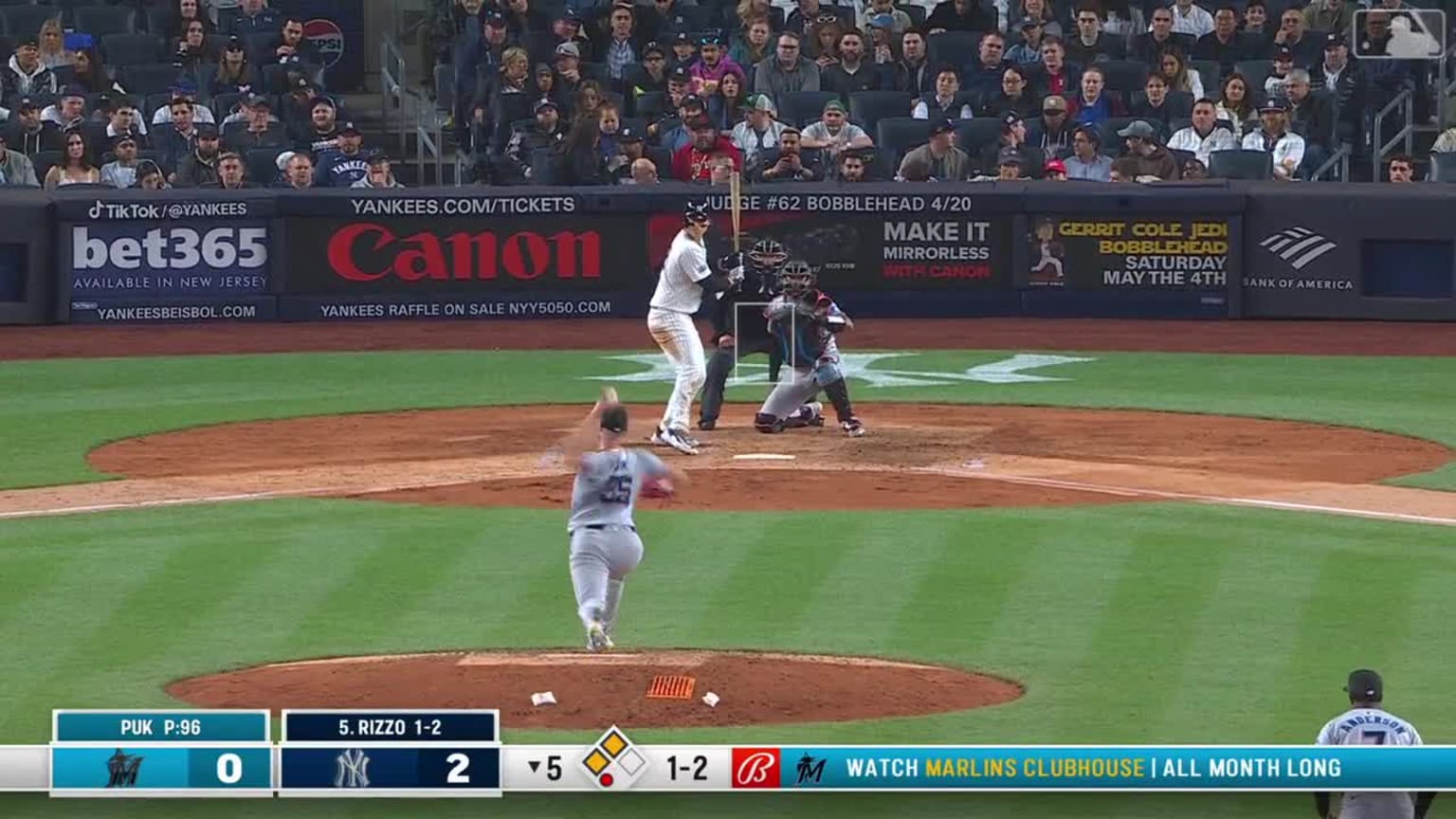 A.J. Puk strikes out Anthony Rizzo | 04/09/2024 | Miami Marlins