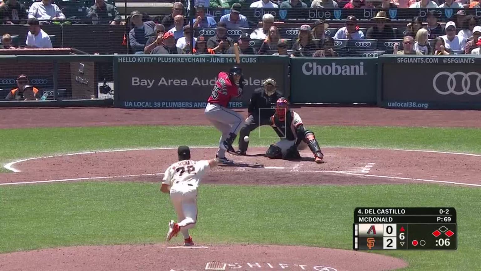 Adrian Del Castillo singles on a sharp line drive to left fielder Casey ...