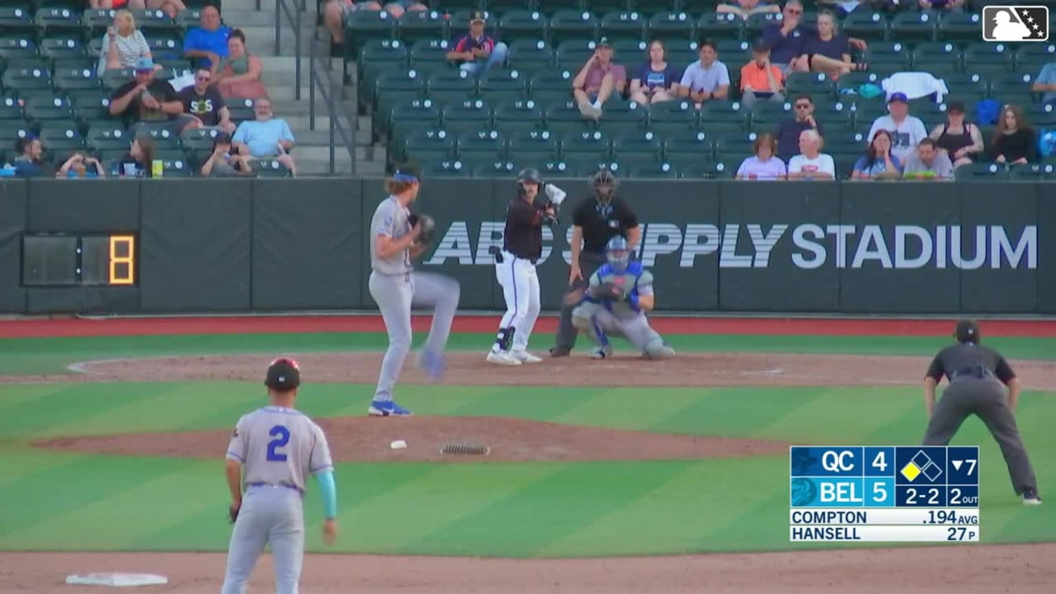 Brandon Compton singles on a line drive to center fielder Asbel ...