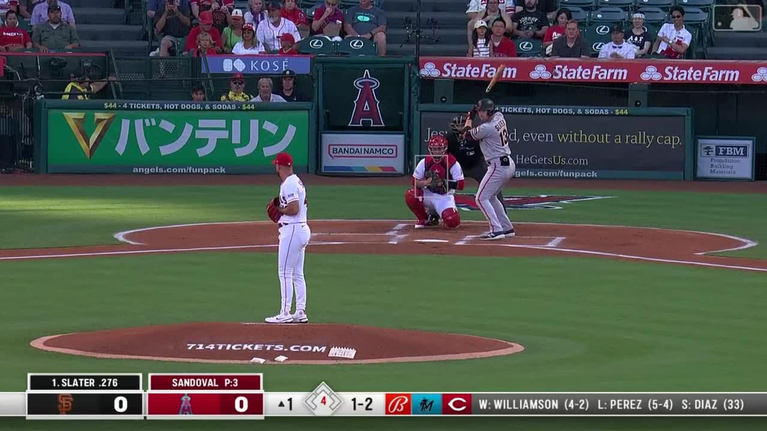 Sandoval fans Slater for the first out of the game | 08/07/2023 | Los Angeles Angels