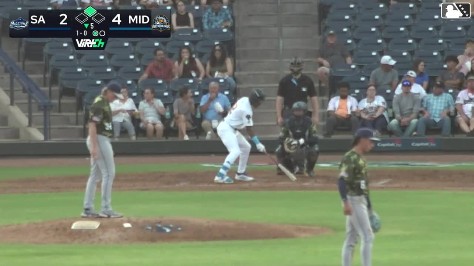 Leo De Vries out on a sacrifice fly to center fielder Kai Roberts ...