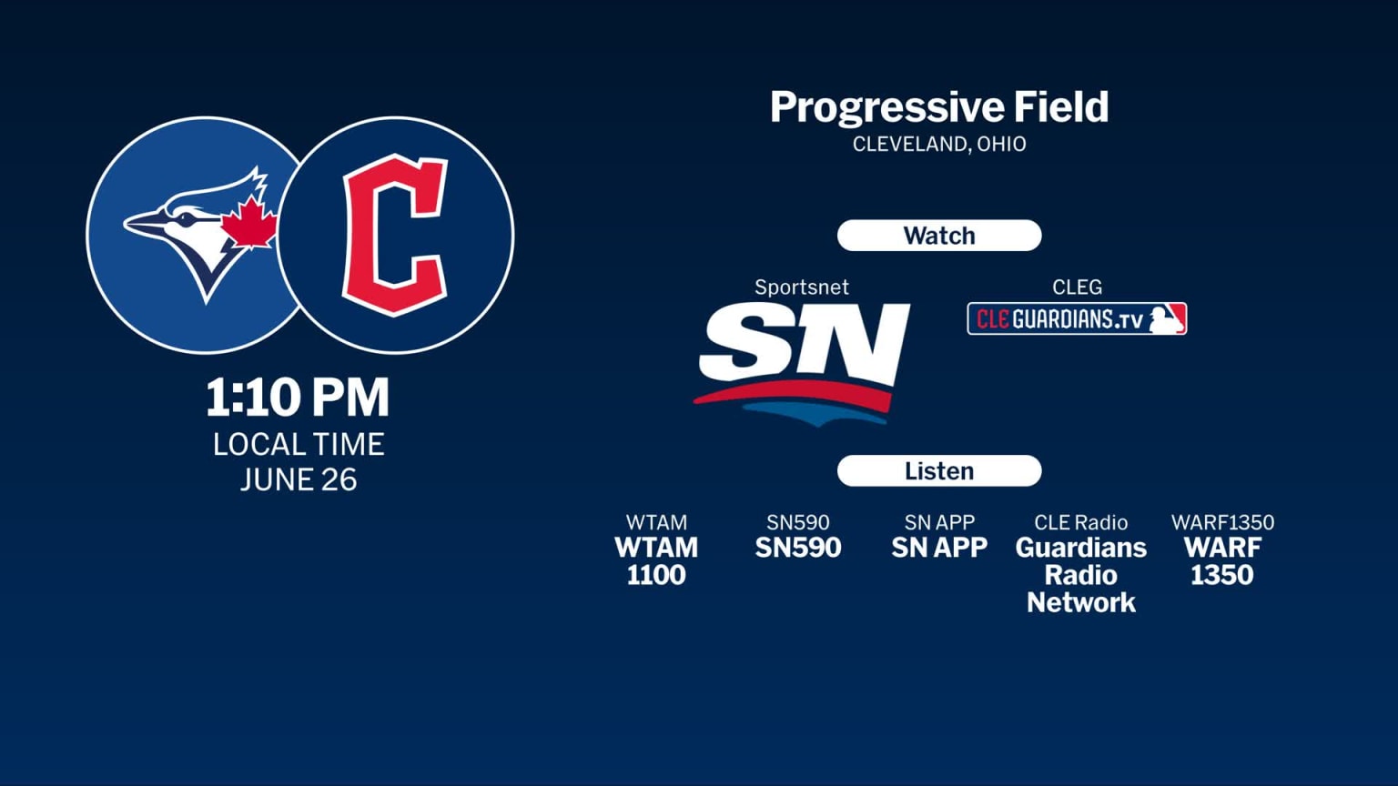 Blue Jays at Guardians - June 26, 2025: Tune In | 06/25/2025 | MLB.com