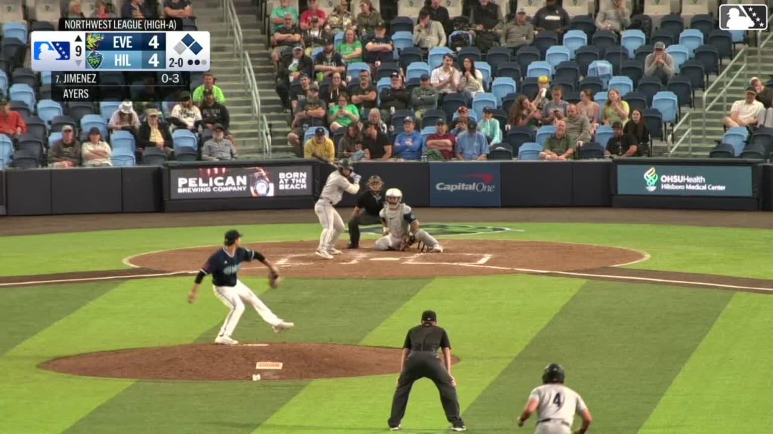 Carlos Jimenez doubles (4) on a sharp line drive to right fielder Trent ...