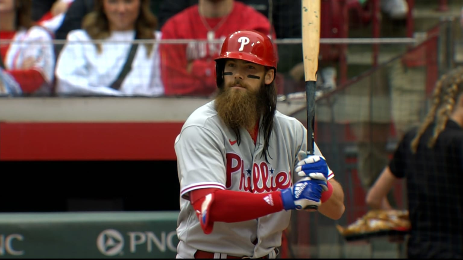 Brandon Marsh hits a line drive RBI single to center | 04/16/2023 ...