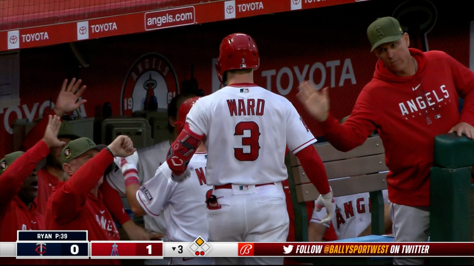 Ward lifts a sac fly to center to plate Neto | 05/19/2023 | Los Angeles ...