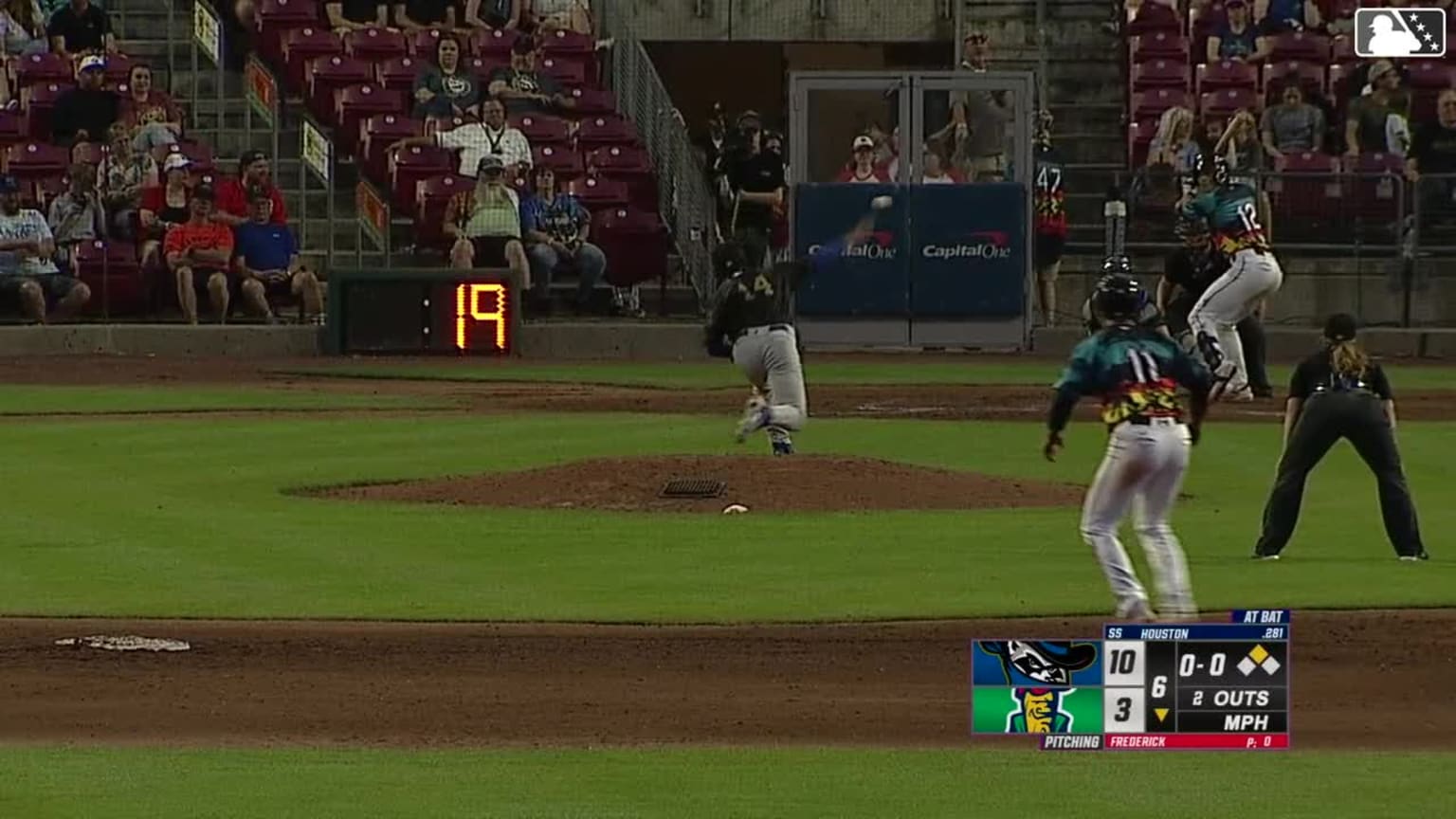 Marek Houston singles on a ground ball to center fielder Asbel Gonzalez ...