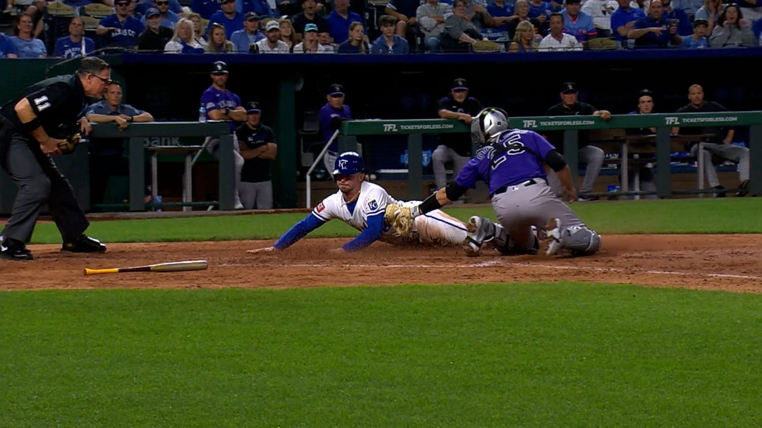 Kyle Isbel reaches on fielders choice after review | 04/22/2025 ...