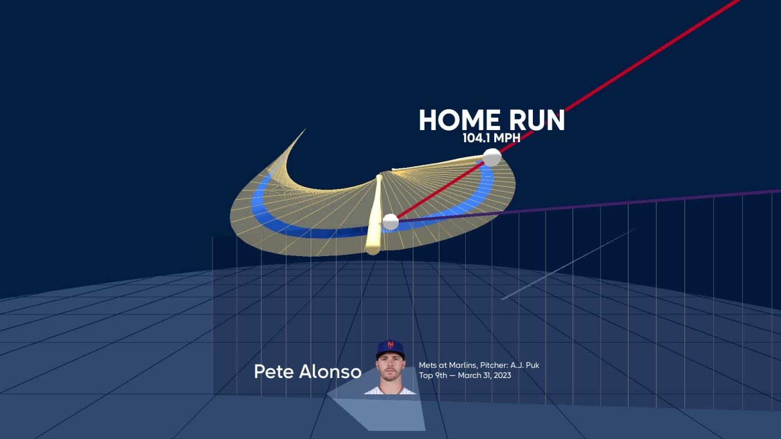 Pete Alonso's home run through bat tracking data | 03/31/2023 | New ...