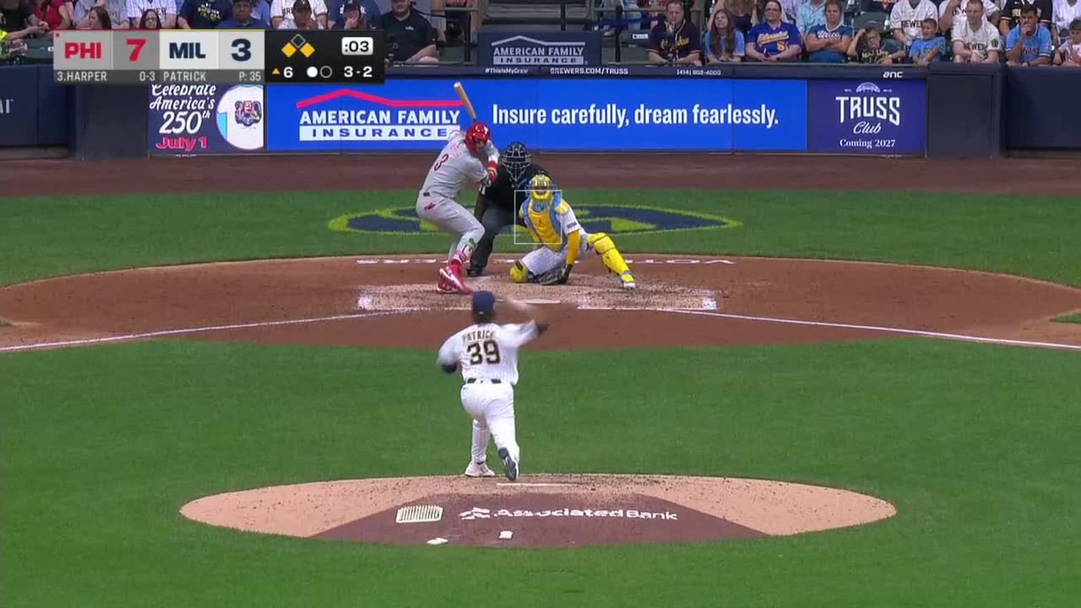 Chad Patrick In play, run(s) to Bryce Harper | 06/13/2026 | MLB.com