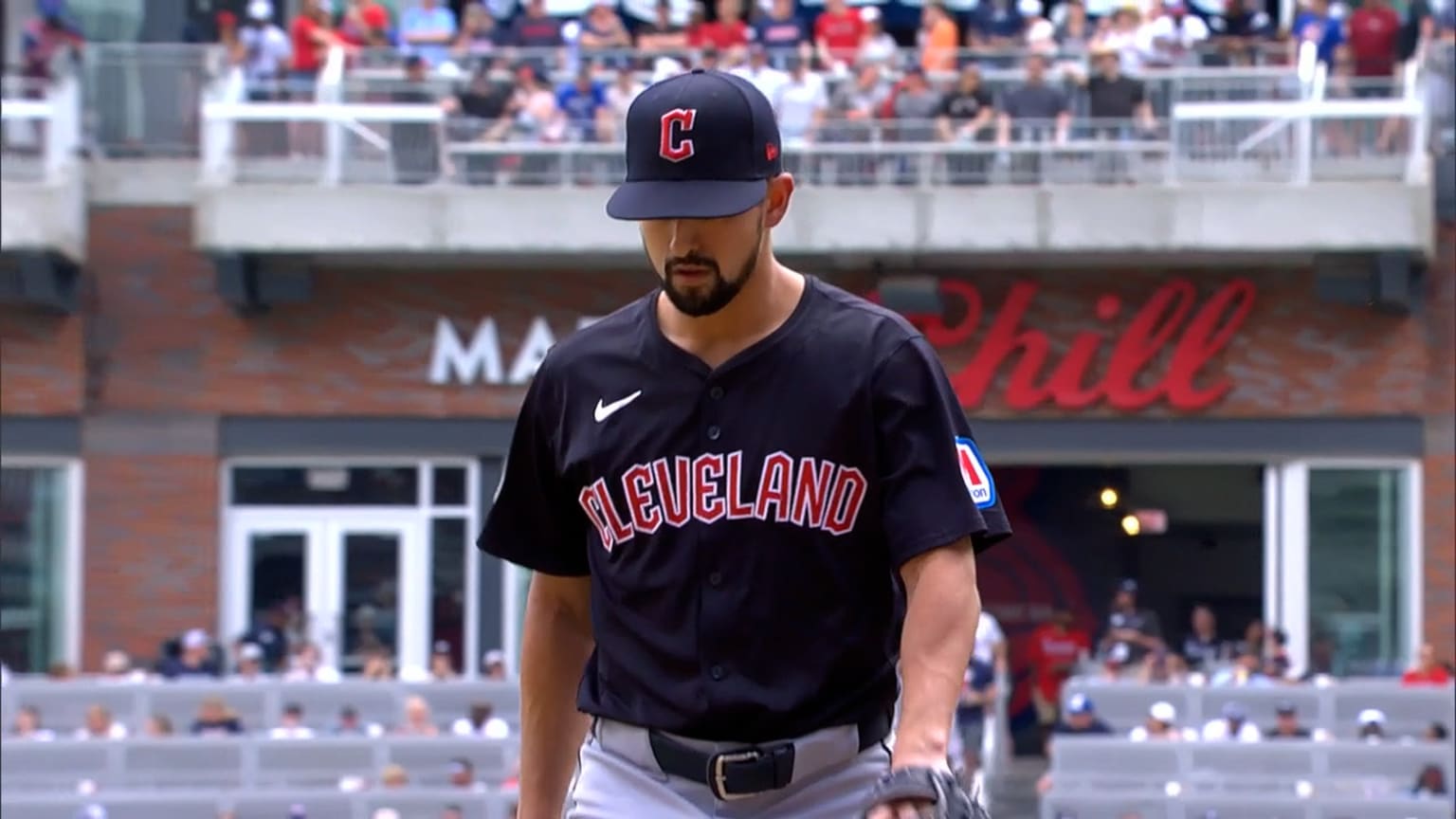 Nick Sandlin strikes out Austin Riley | 04/28/2024 | Cleveland Guardians