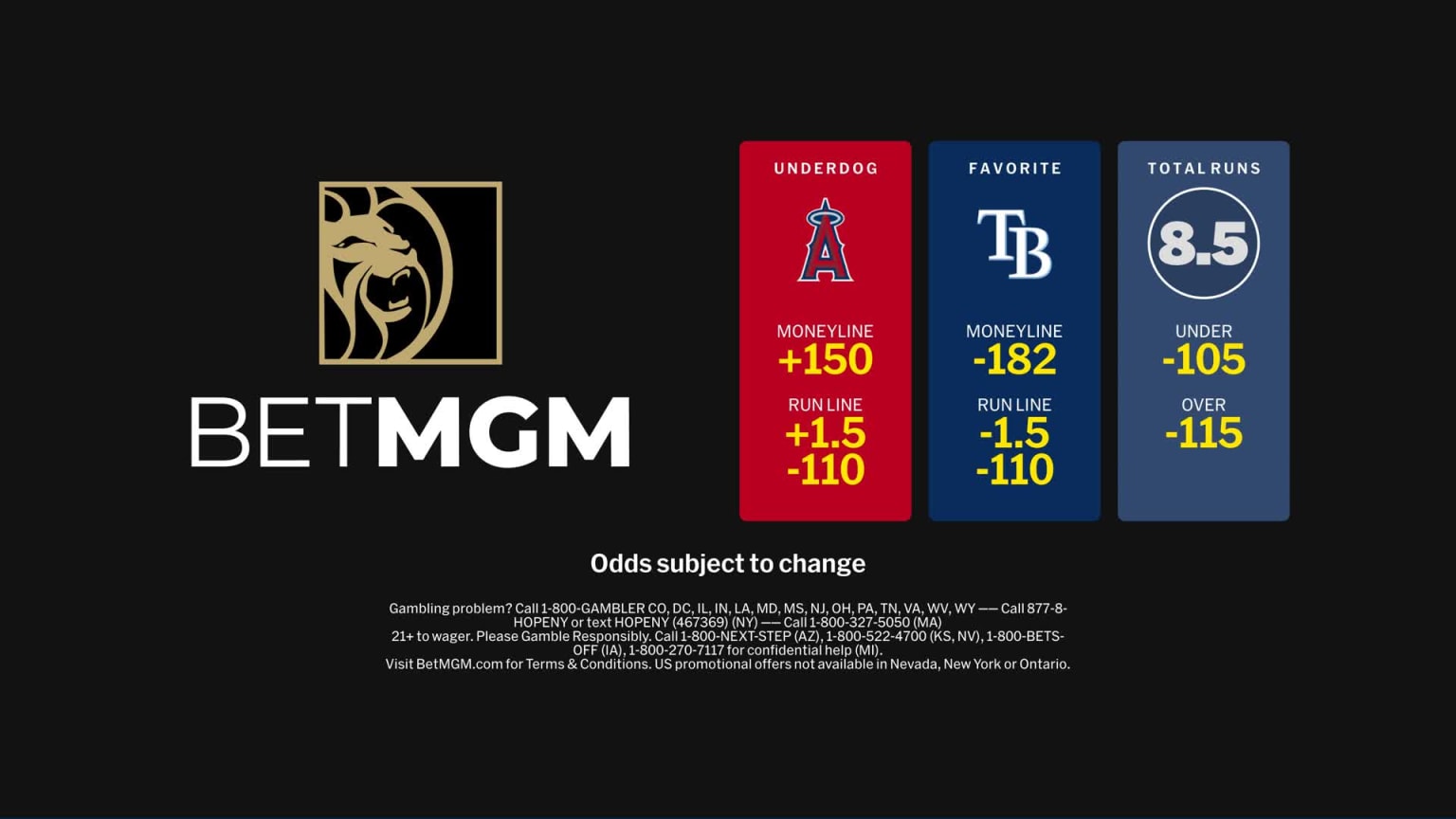 Rays at Angels - June 12, 2026: MGM Odds | 06/11/2026 | MLB.com