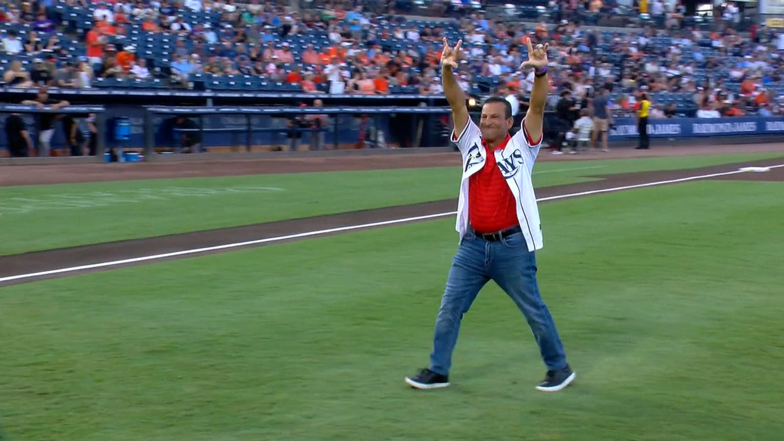 Joe Urso throws out the first pitch | 06/18/2025 | Tampa Bay Rays