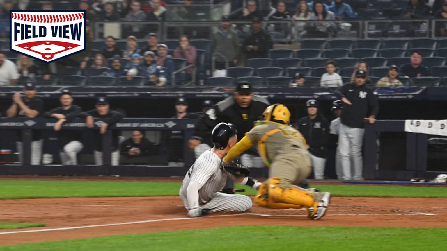 Field View: Xander Bogaerts nabs Aaron Judge at home | 05/05/2025 | San Diego Padres