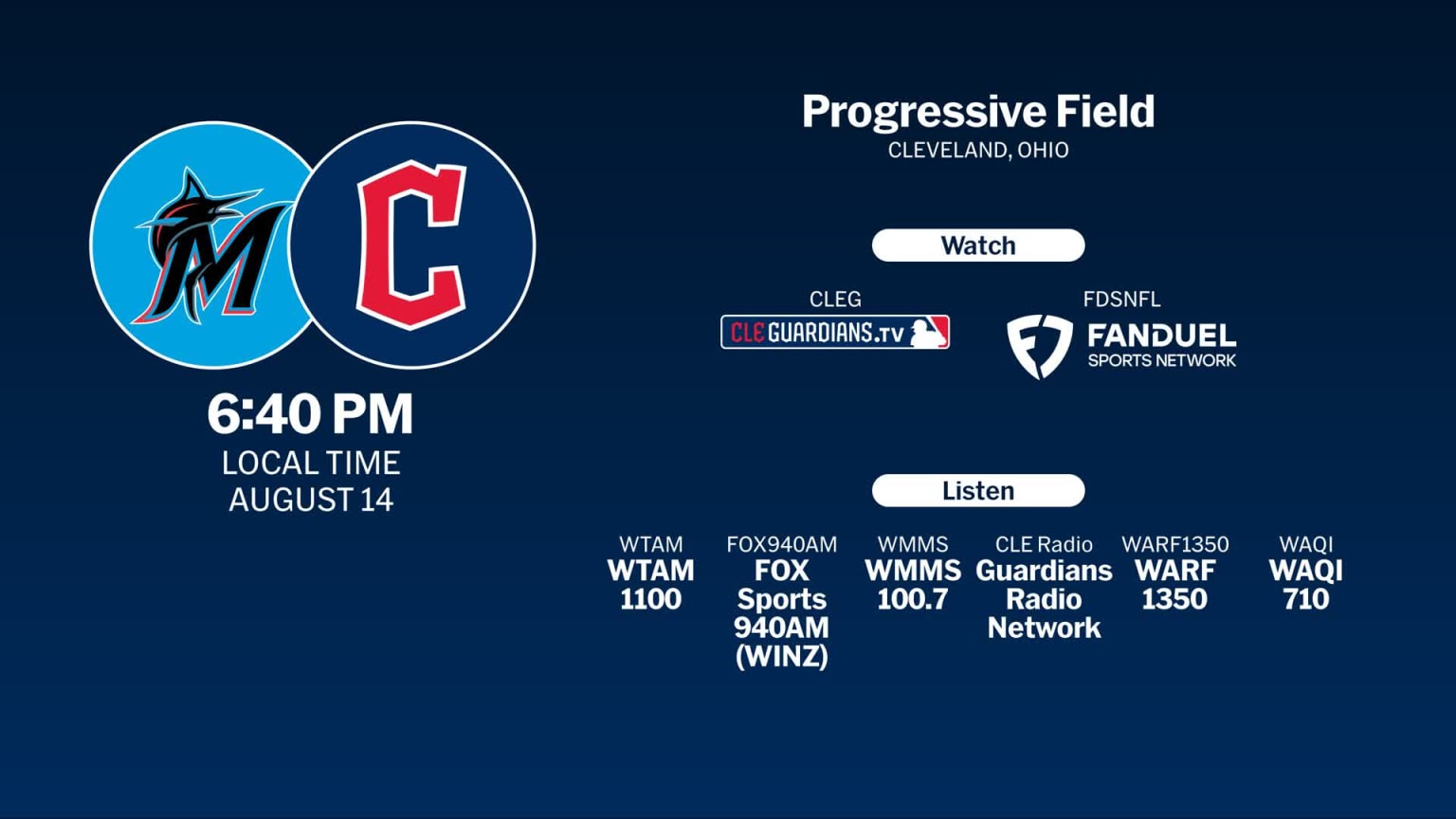 Marlins at Guardians - August 14, 2025: Tune In | 08/13/2025 | MLB.com
