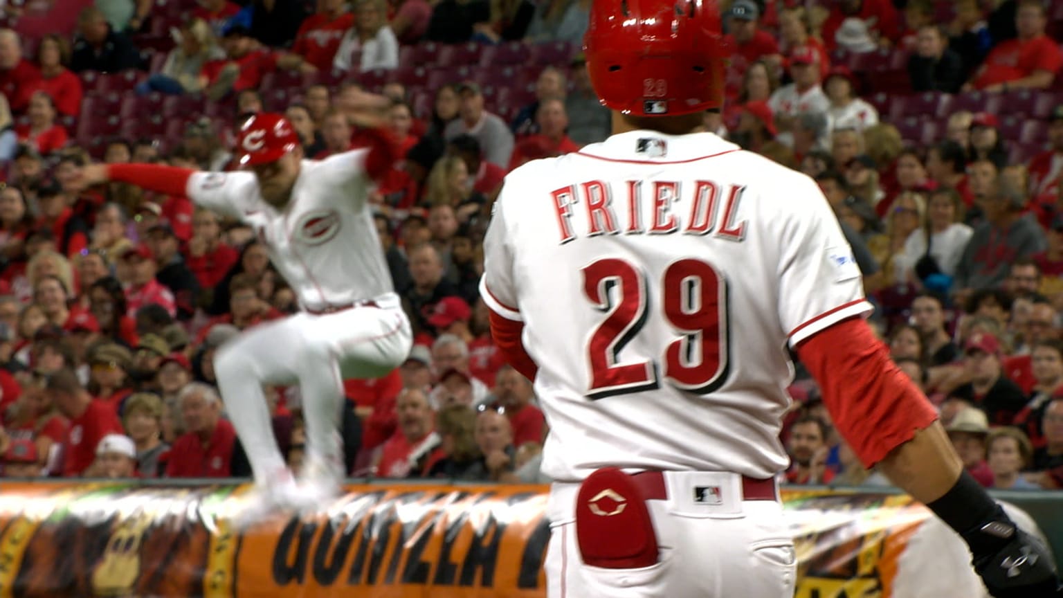 TJ Friedl's foul ball almost hits first-base coach | 09/18/2023 ...
