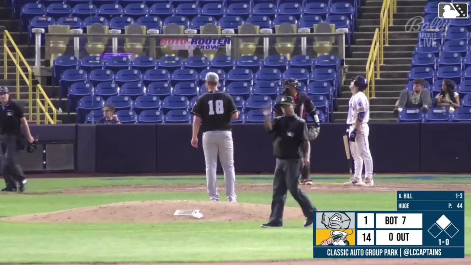 Nolan Schubart doubles (5) on a sharp line drive to left fielder Myles ...