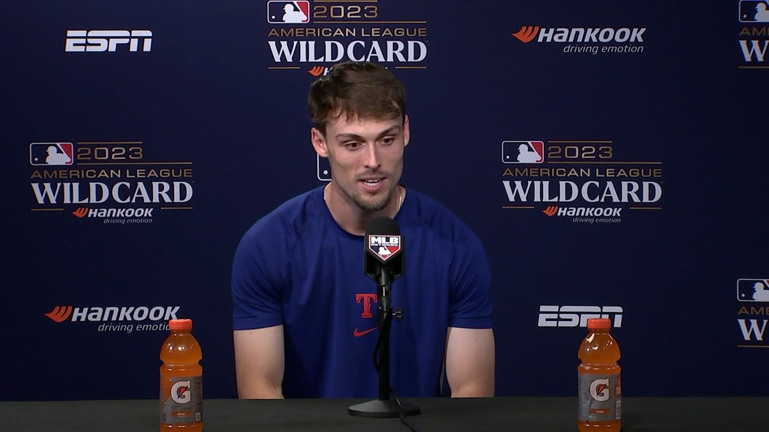 Evan Carter discusses the Game 1 win for Texas | 10/03/2023 | Texas Rangers