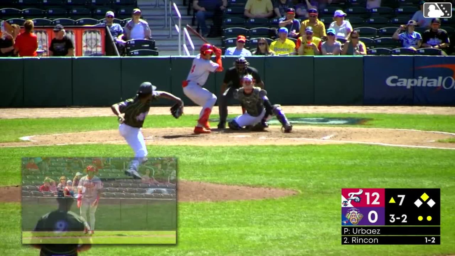 Bryan Rincon singles on a line drive to center fielder Victor Arias ...