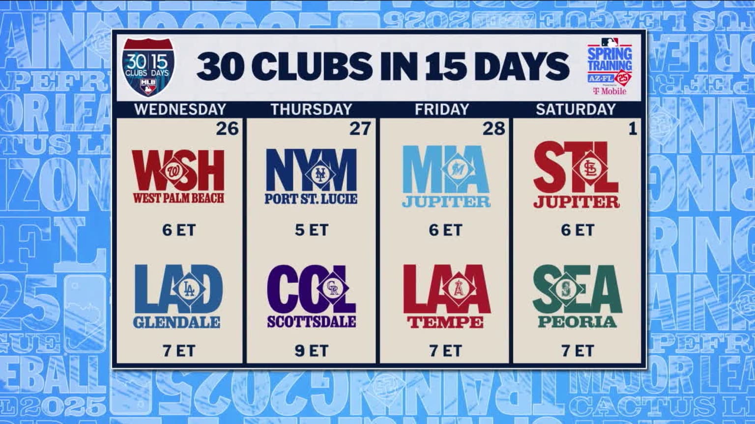 30 Clubs in 15 Days returns to MLB Network | 02/25/2025 | MLB.com
