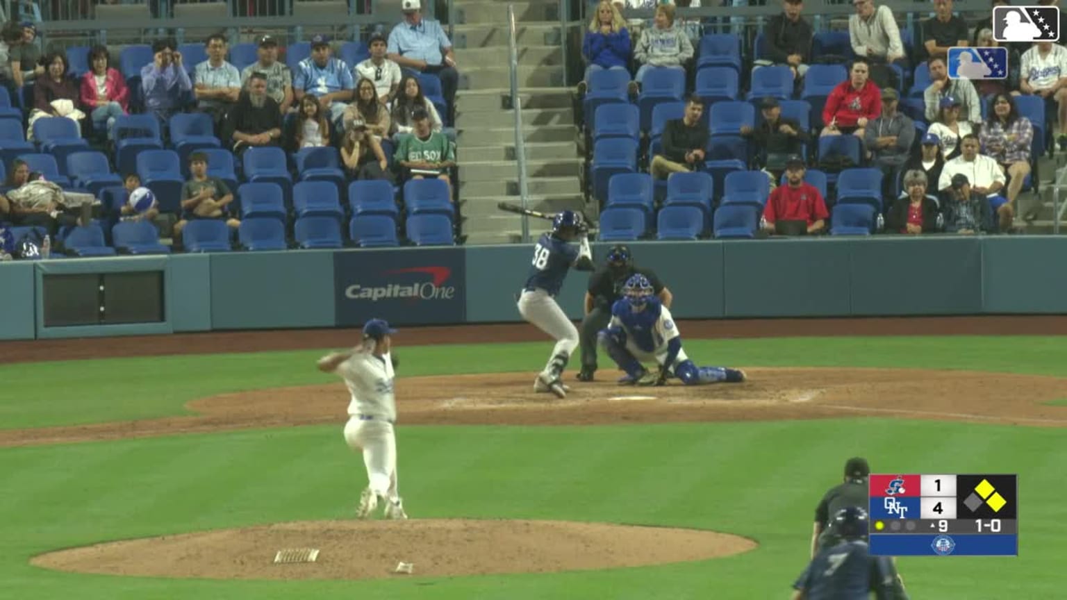 Edgar Montero singles on a sharp ground ball to right fielder Brendan ...