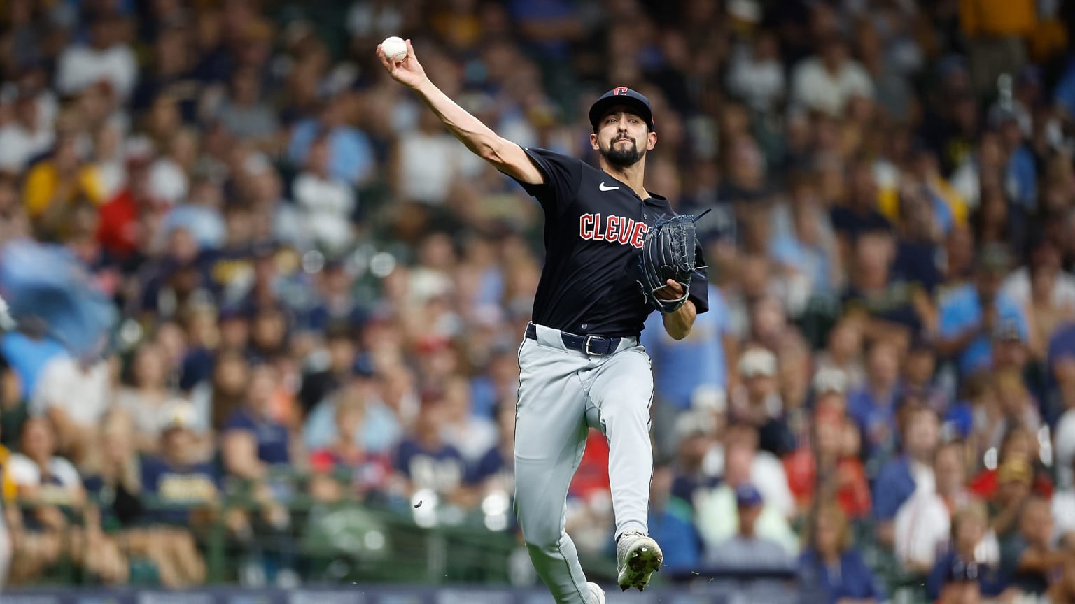 Nick Sandlin's leaping throw | 08/17/2024 | Cleveland Guardians