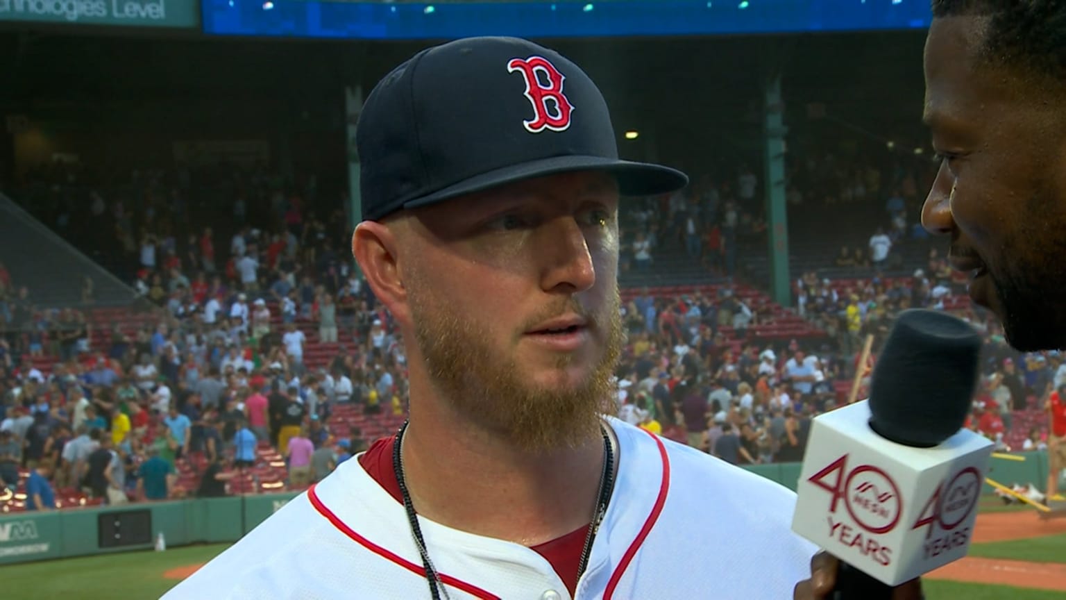 Zack Kelly on field following walk-off win | 07/31/2024 | Boston Red Sox