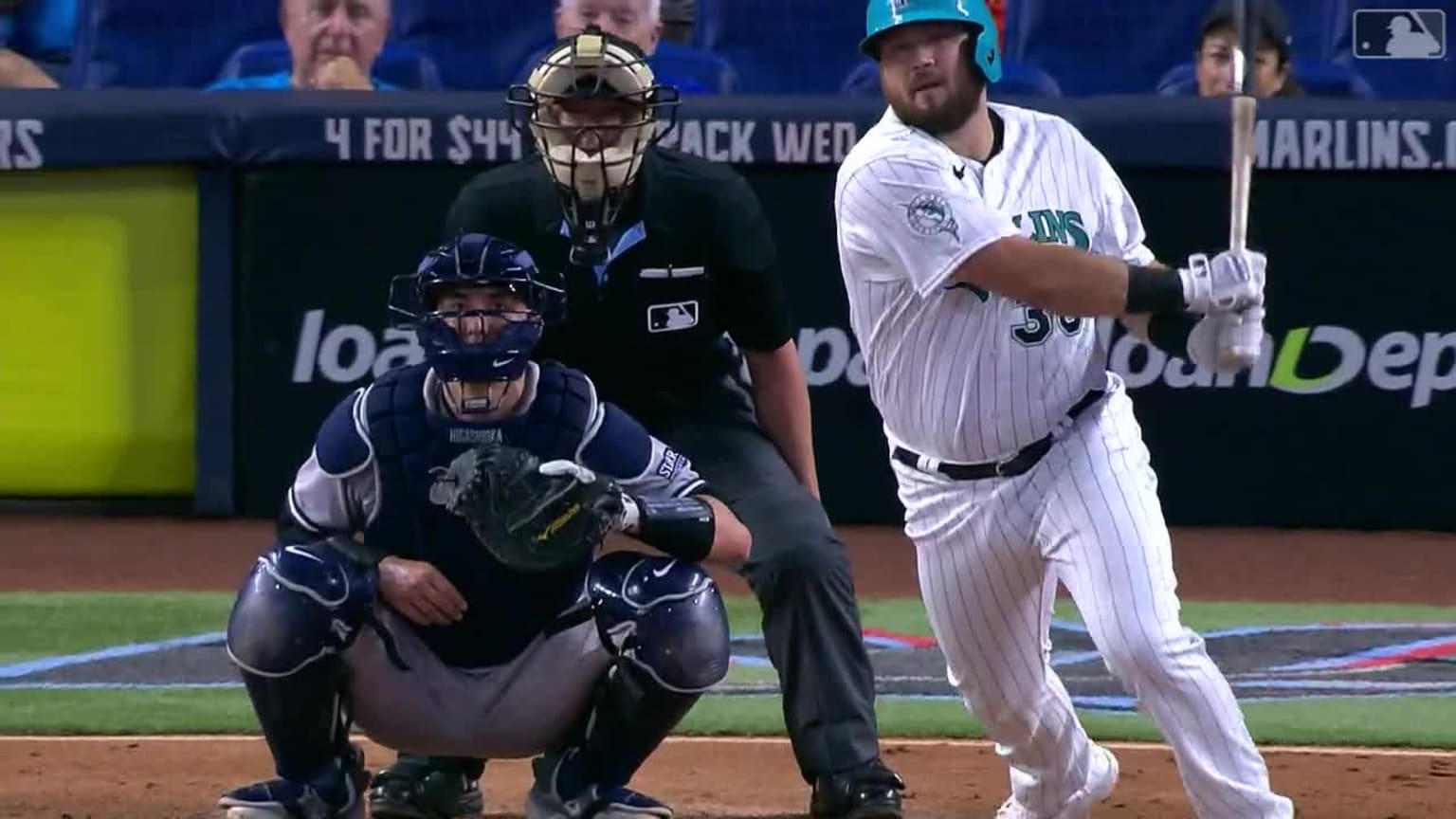 Jake Burger tags ropes an RBI double to center field | 08/11/2023 | MLB.com