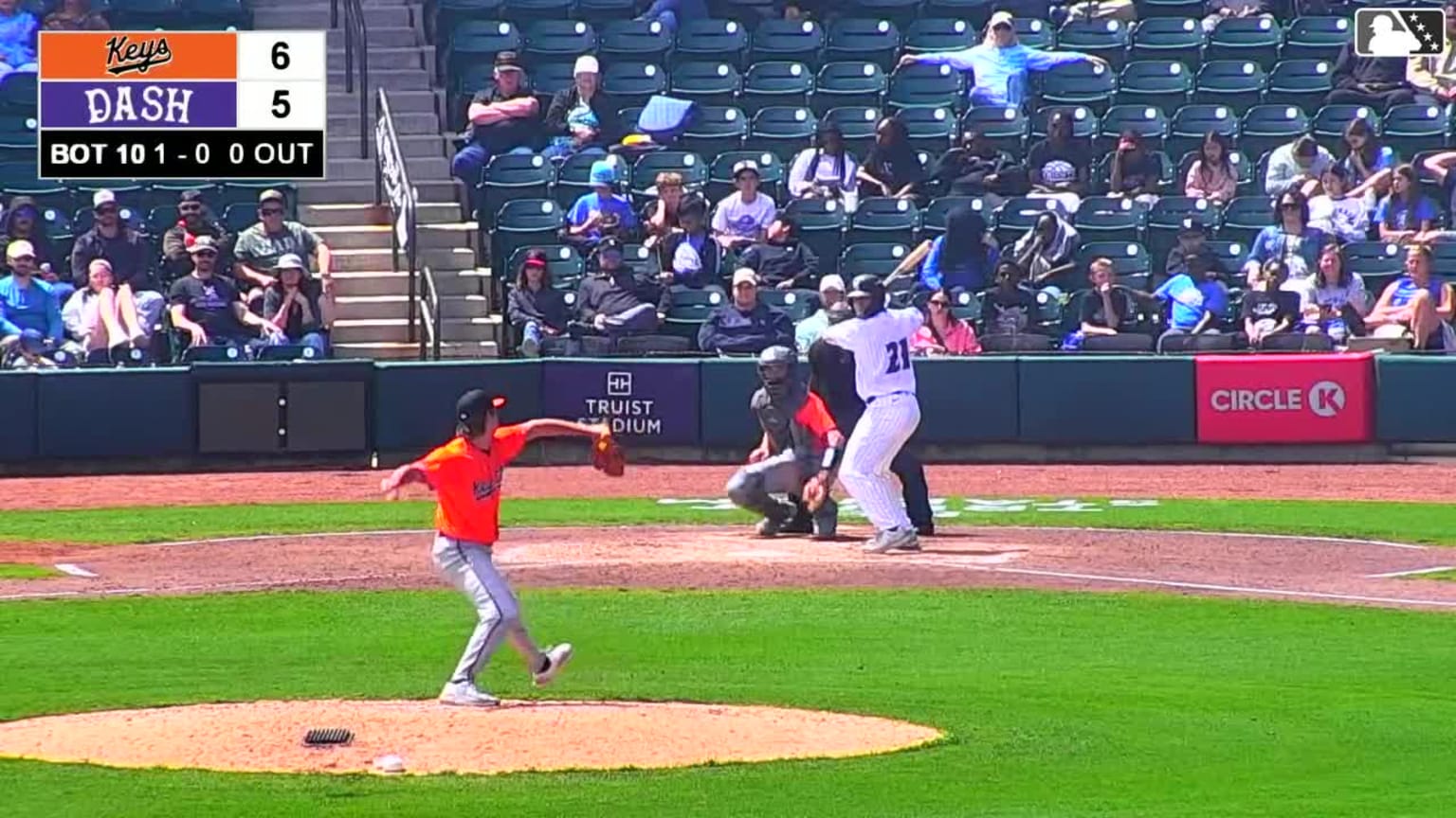 Caleb Bonemer out on a sacrifice fly to left fielder Braylin Tavera ...
