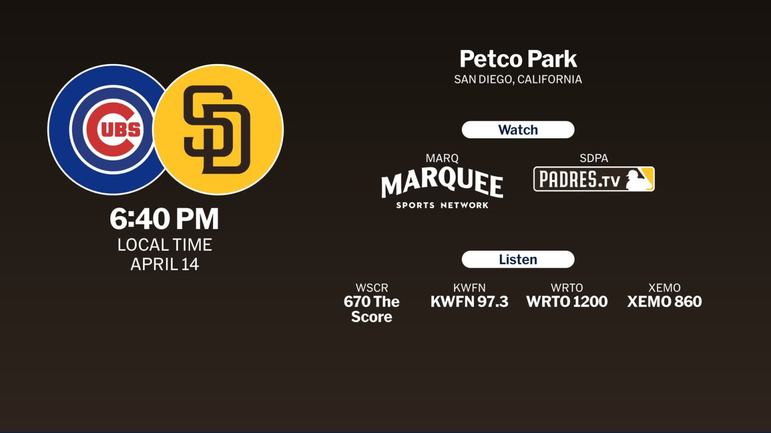 Cubs at Padres - April 14, 2025: Tune In | 04/13/2025 | MLB.com