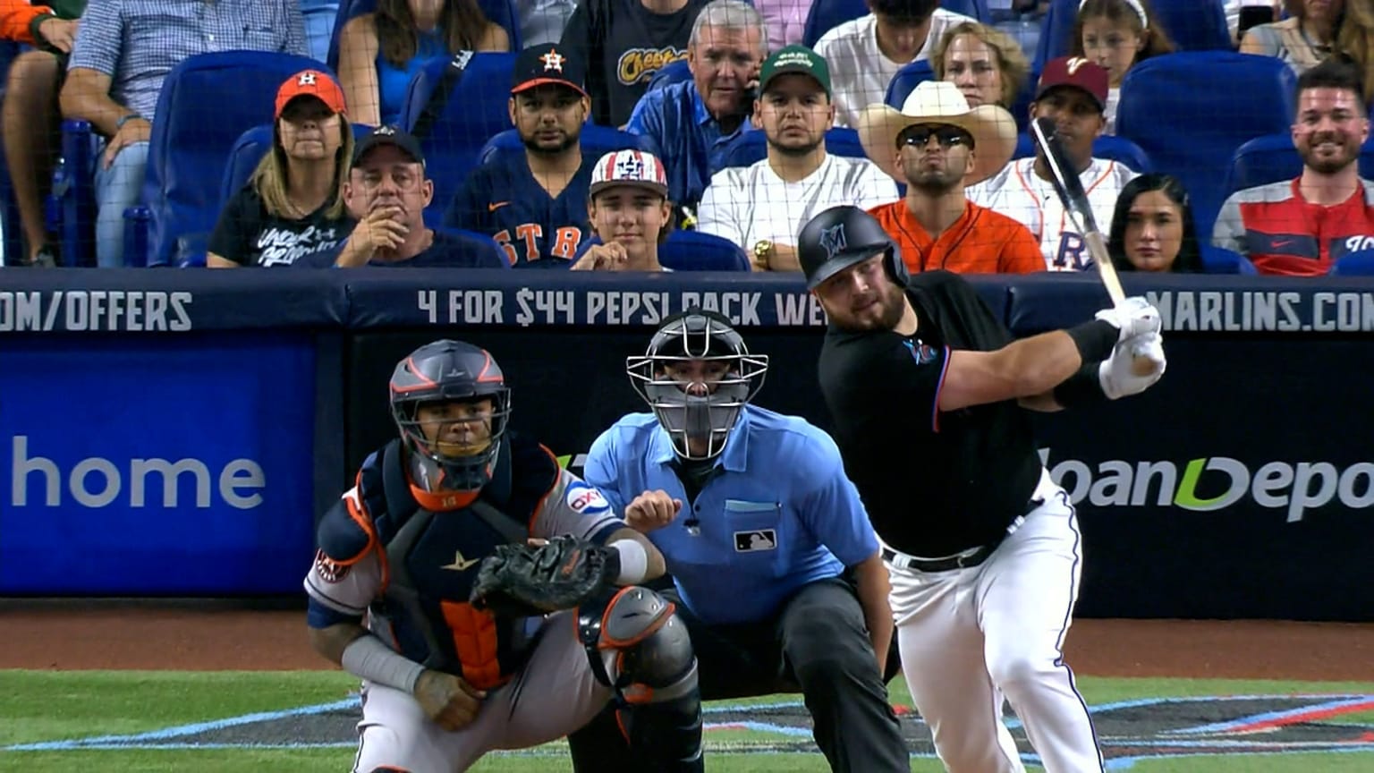 Jake Burger lines a two-run double to left field | 08/16/2023 | Miami ...