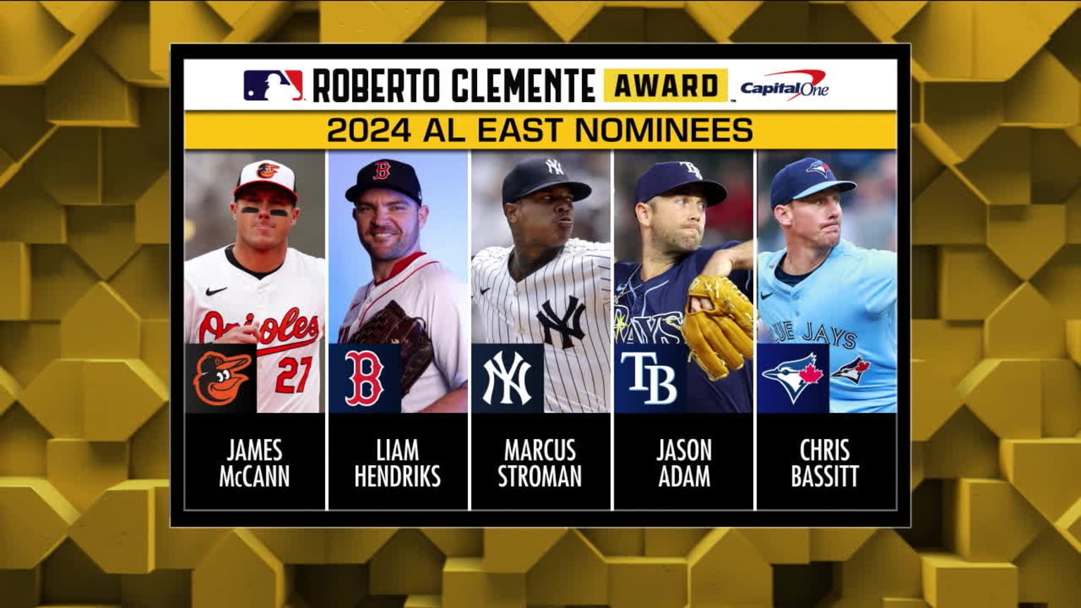 AL East nominees for the Roberto Clemente Award | 09/09/2024 | New York ...
