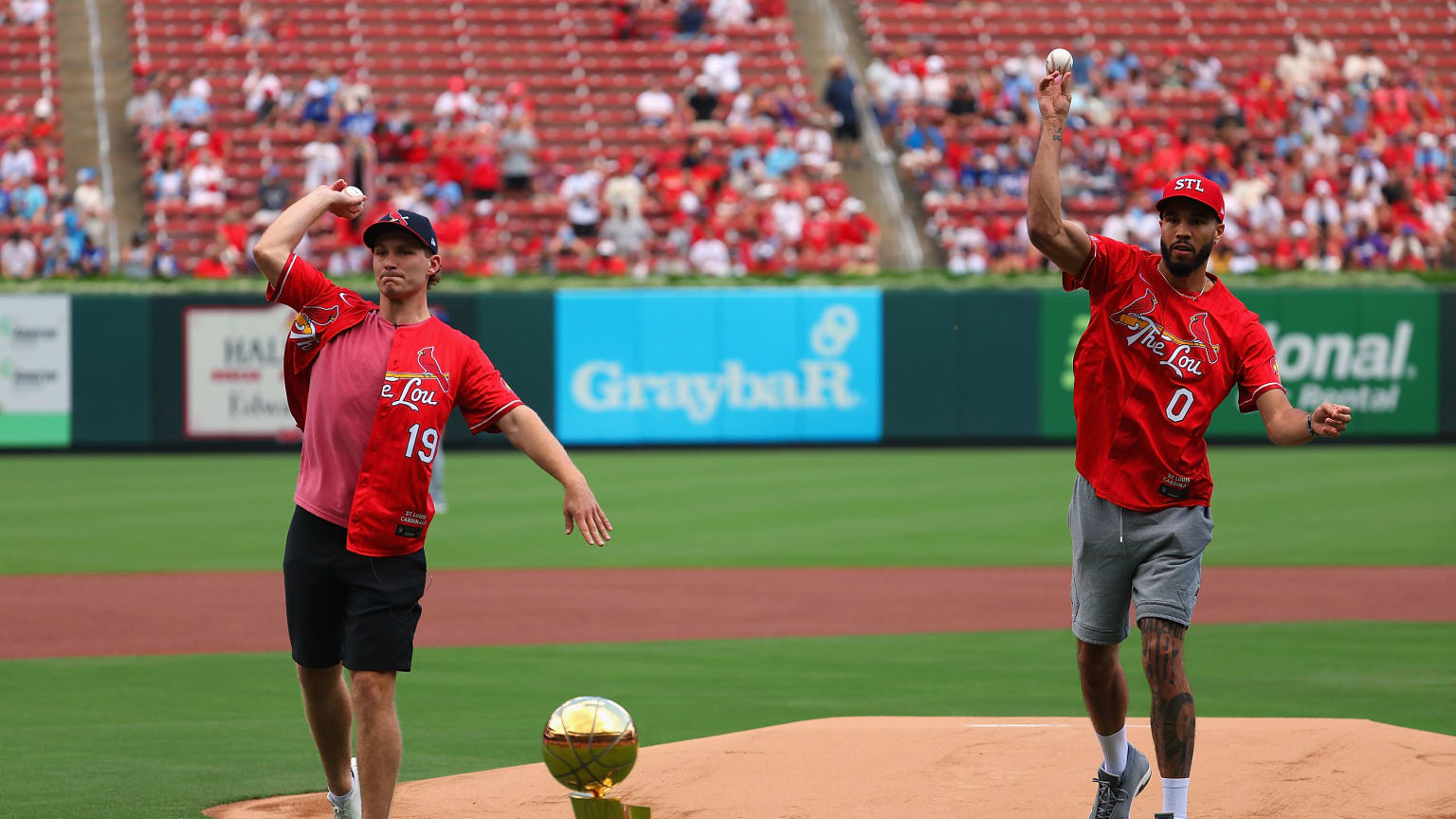 Jayson Tatum and Matthew Tkachuk's first pitches | 08/18/2024 | St ...