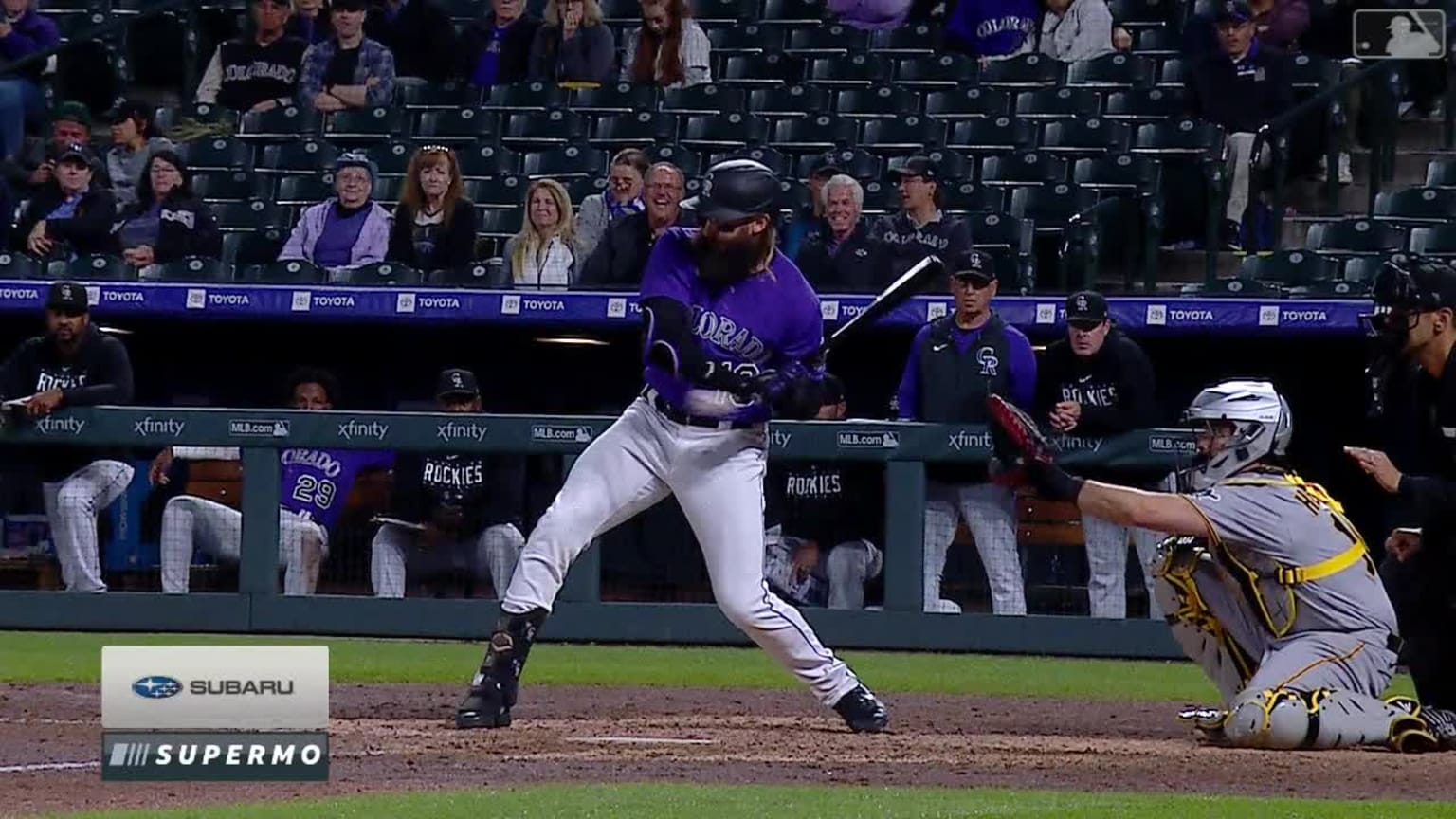 Blackmon hit by pitch after call stands in 8th | 04/17/2023 | Colorado ...