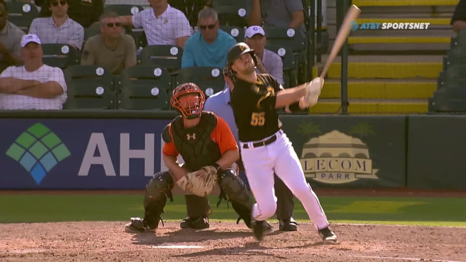 Jason Delay shows off his glove and bat in the 7th | 02/28/2023 ...