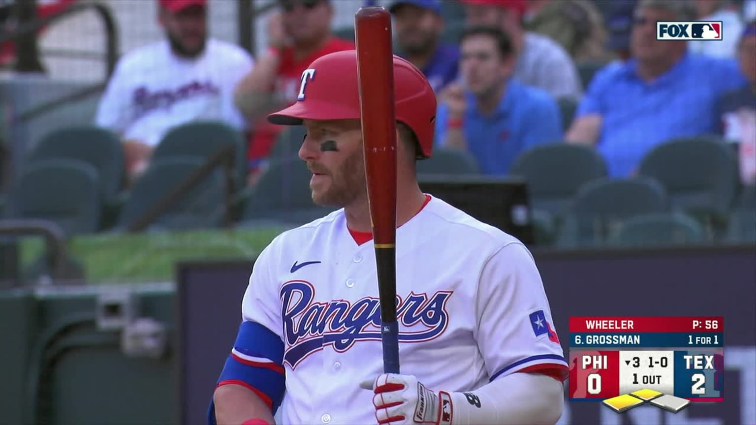 Robbie Grossman lifts a sac fly to right field | 04/01/2023 | Texas Rangers
