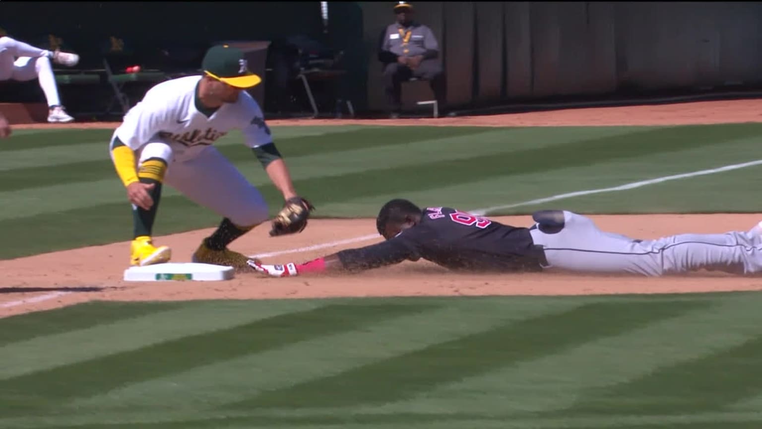 Estevan Florial triples after challenge | 03/31/2024 | Cleveland Guardians