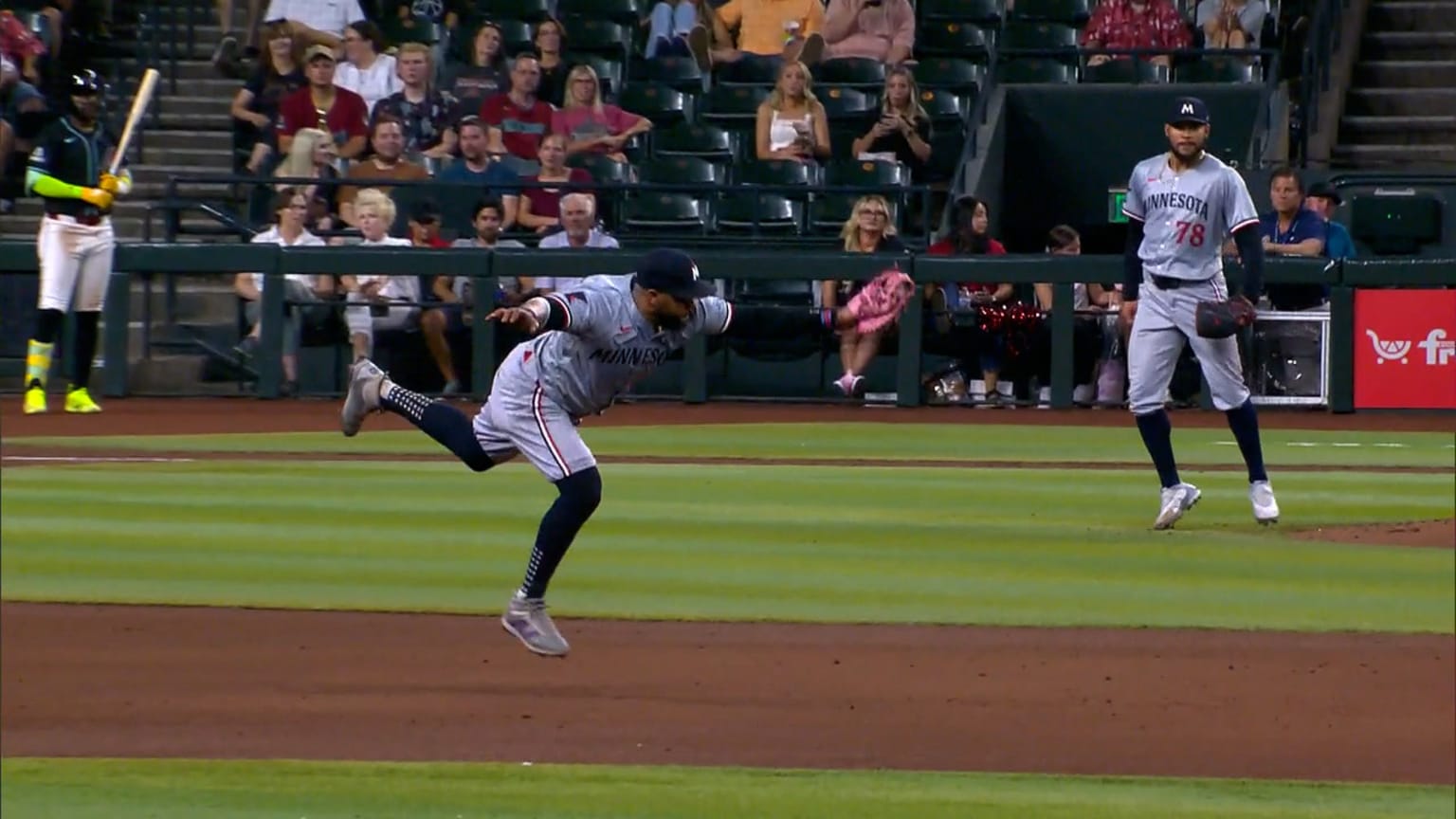 Carlos Santana's tumbling catch | 06/26/2024 | Minnesota Twins