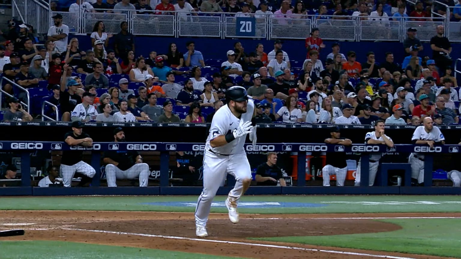 Jake Burger knocks an RBI single to right field | 08/13/2023 | Miami ...