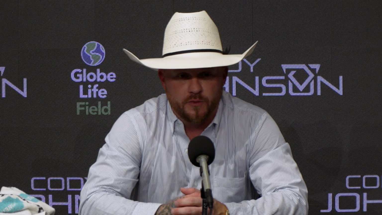 Cody Johnson on throwing the first pitch | 04/23/2024 | Texas Rangers