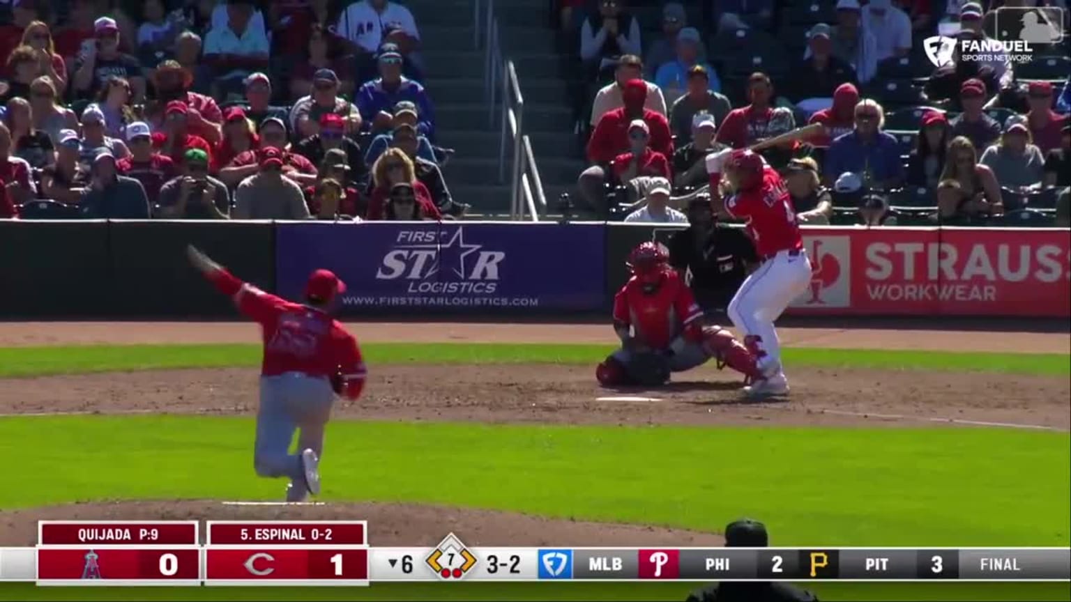 Santiago Espinal lines out to center fielder Jo Adell. | 18/03/2025 ...