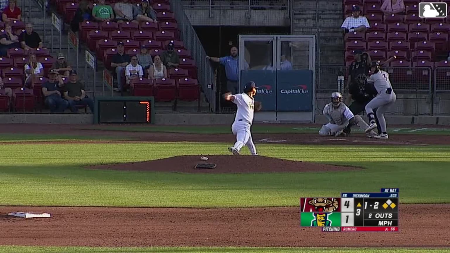 Daniel Dickinson doubles (5) on a sharp line drive to center fielder ...