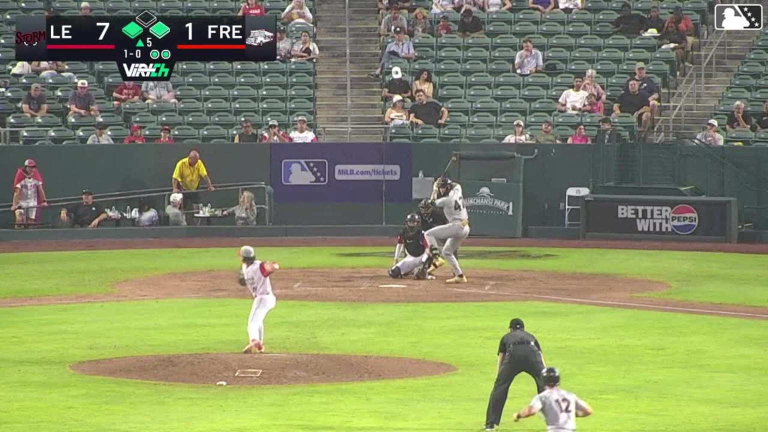 Ryan Wideman triples (6) on a sharp fly ball to center fielder Roldy ...