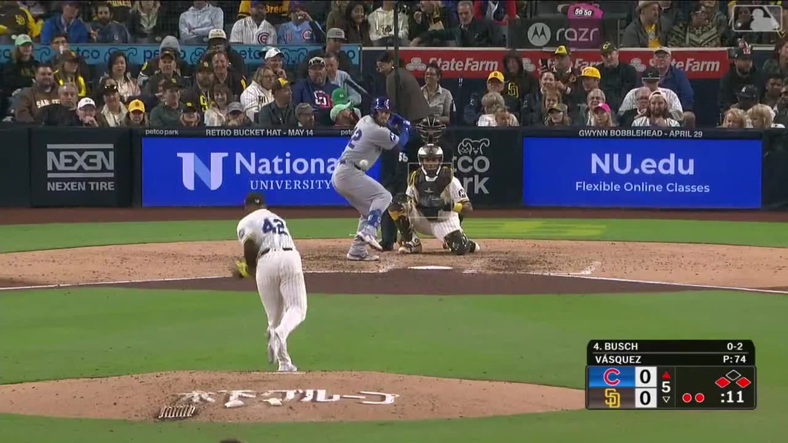 Michael Busch flies out to right fielder Fernando Tatis Jr. | 04/15 ...