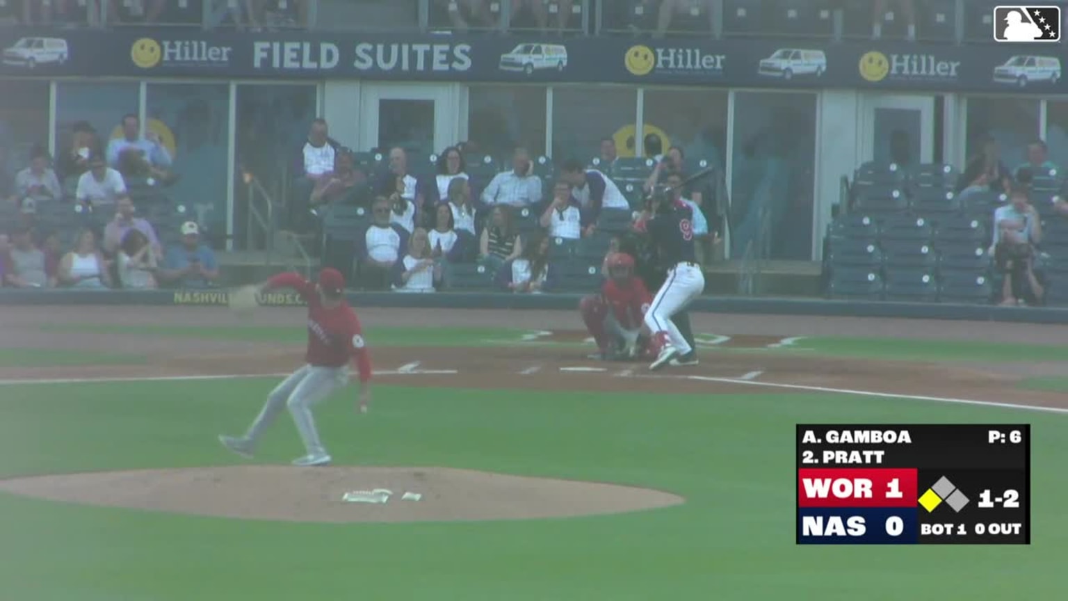 Cooper Pratt doubles (1) on a line drive to right fielder Allan Castro ...