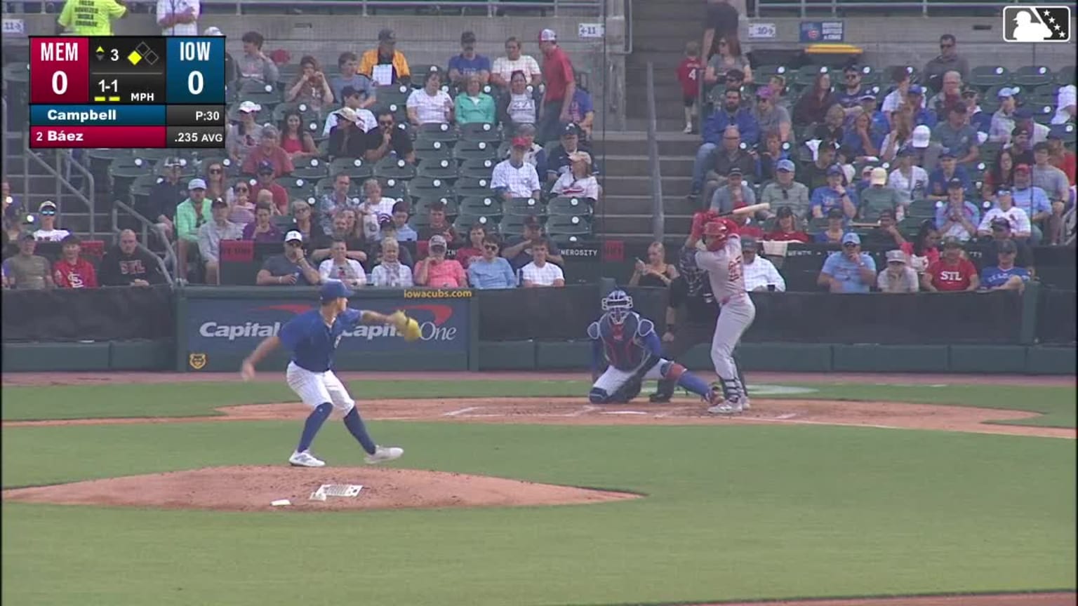 Joshua Báez doubles (8) on a sharp line drive to left fielder BJ Murray ...