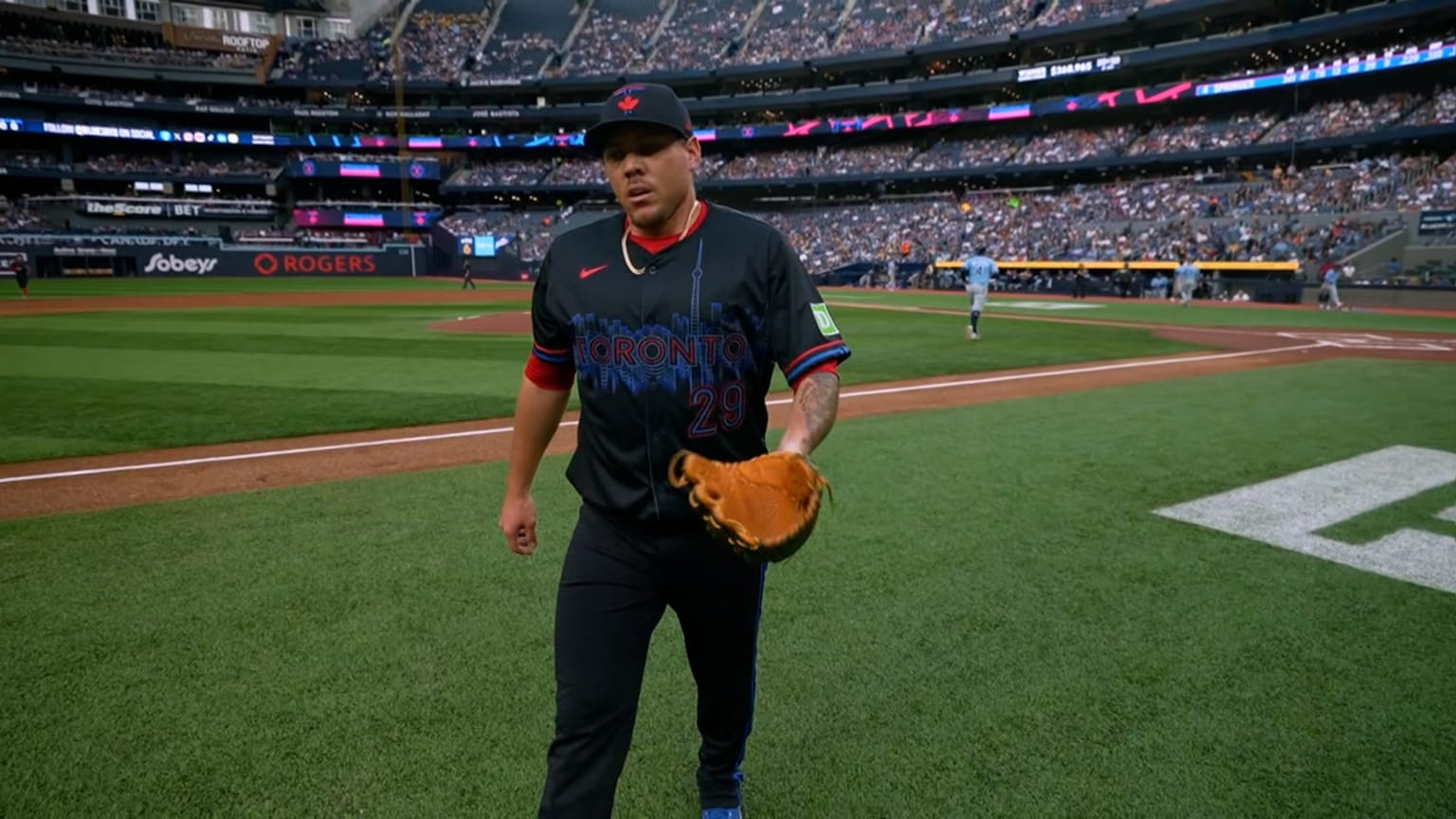 Yariel Rodríguez K's Brandon Lowe | 07/24/2024 | Toronto Blue Jays