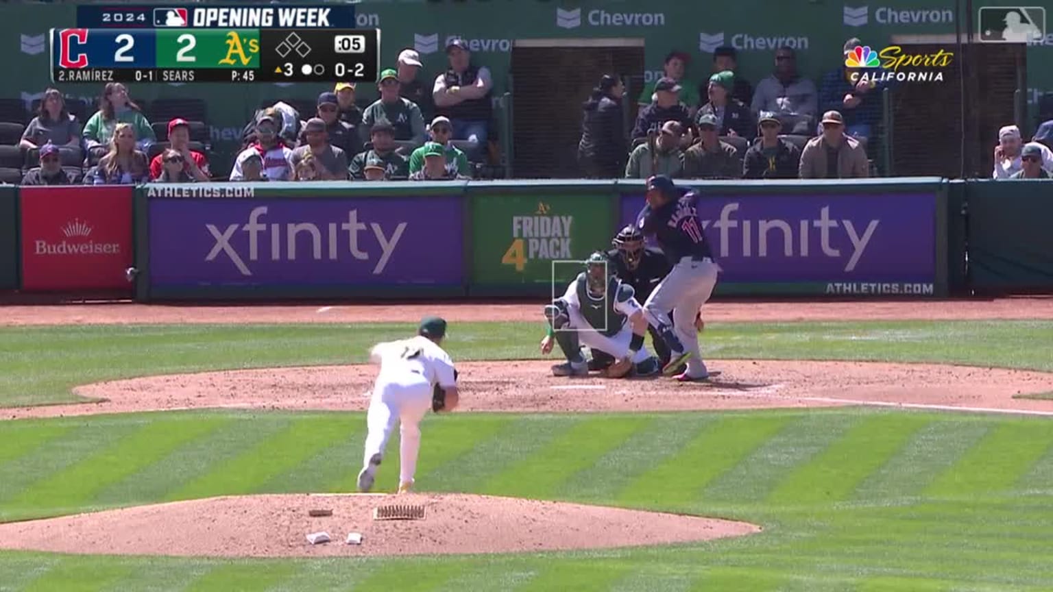 JP Sears strikes out José Ramírez | 03/30/2024 | Athletics