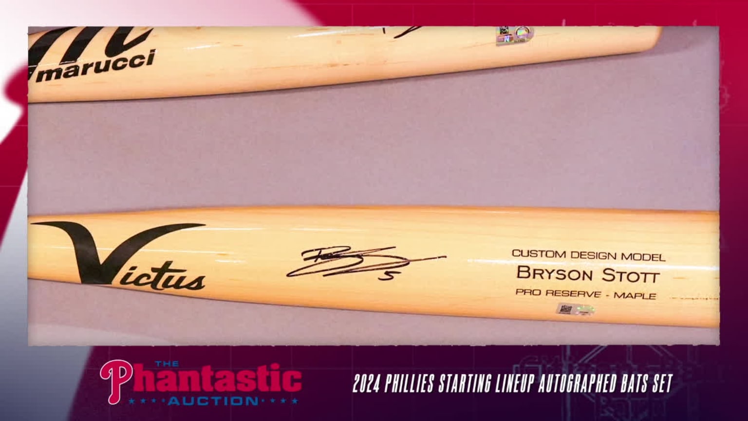 2024 Phillies Starting Lineup Autographed Bats Set | 05/02/2024 ...